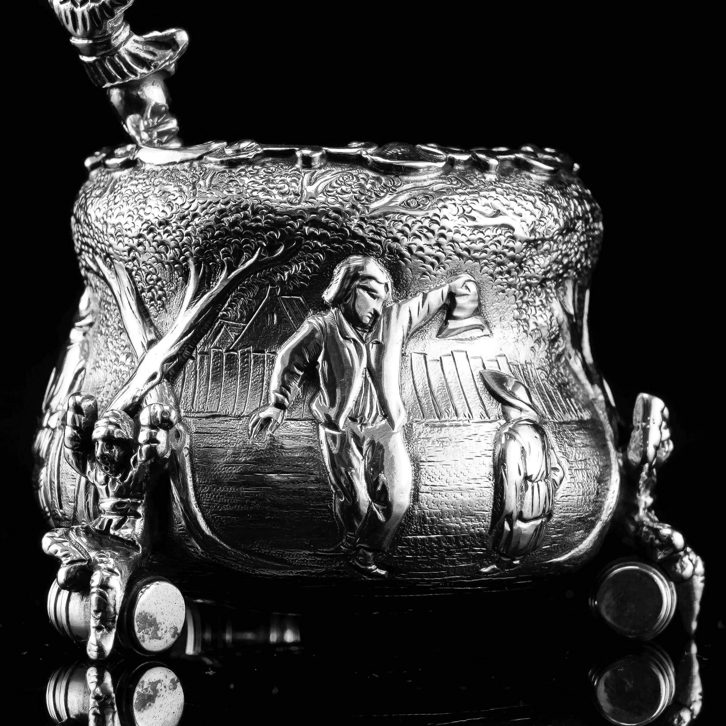 Antique Victorian Solid Silver 'Teniers Pattern' Salt Cellars, F B ...