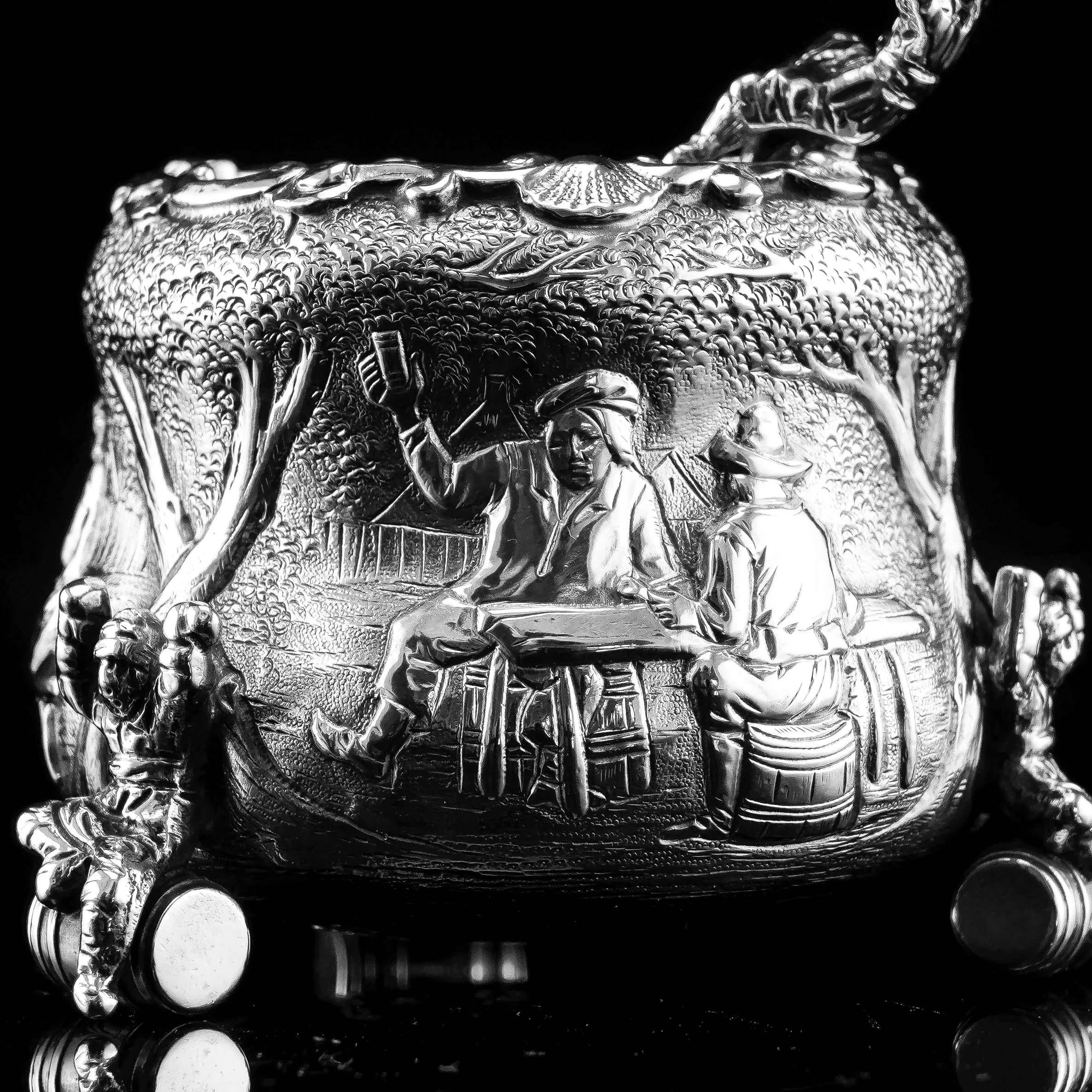 Antique Victorian Solid Silver 'Teniers Pattern' Salt Cellars, F B ...