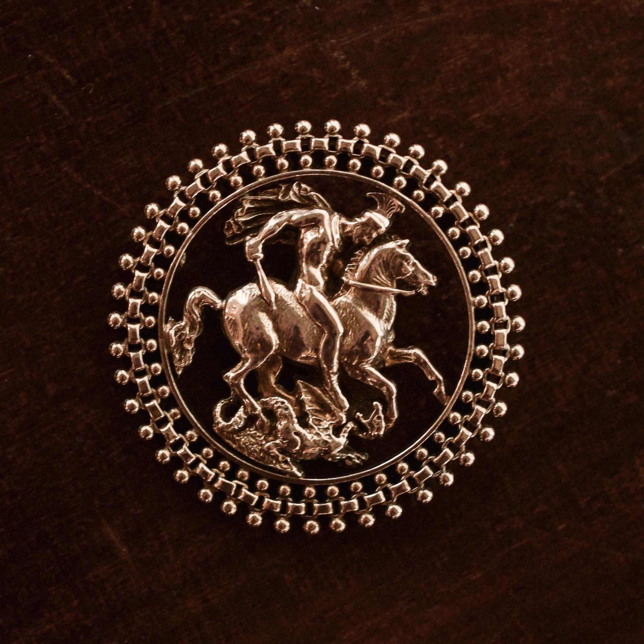 Antique Victorian St George and the Dragon Brooch at 1stDibs