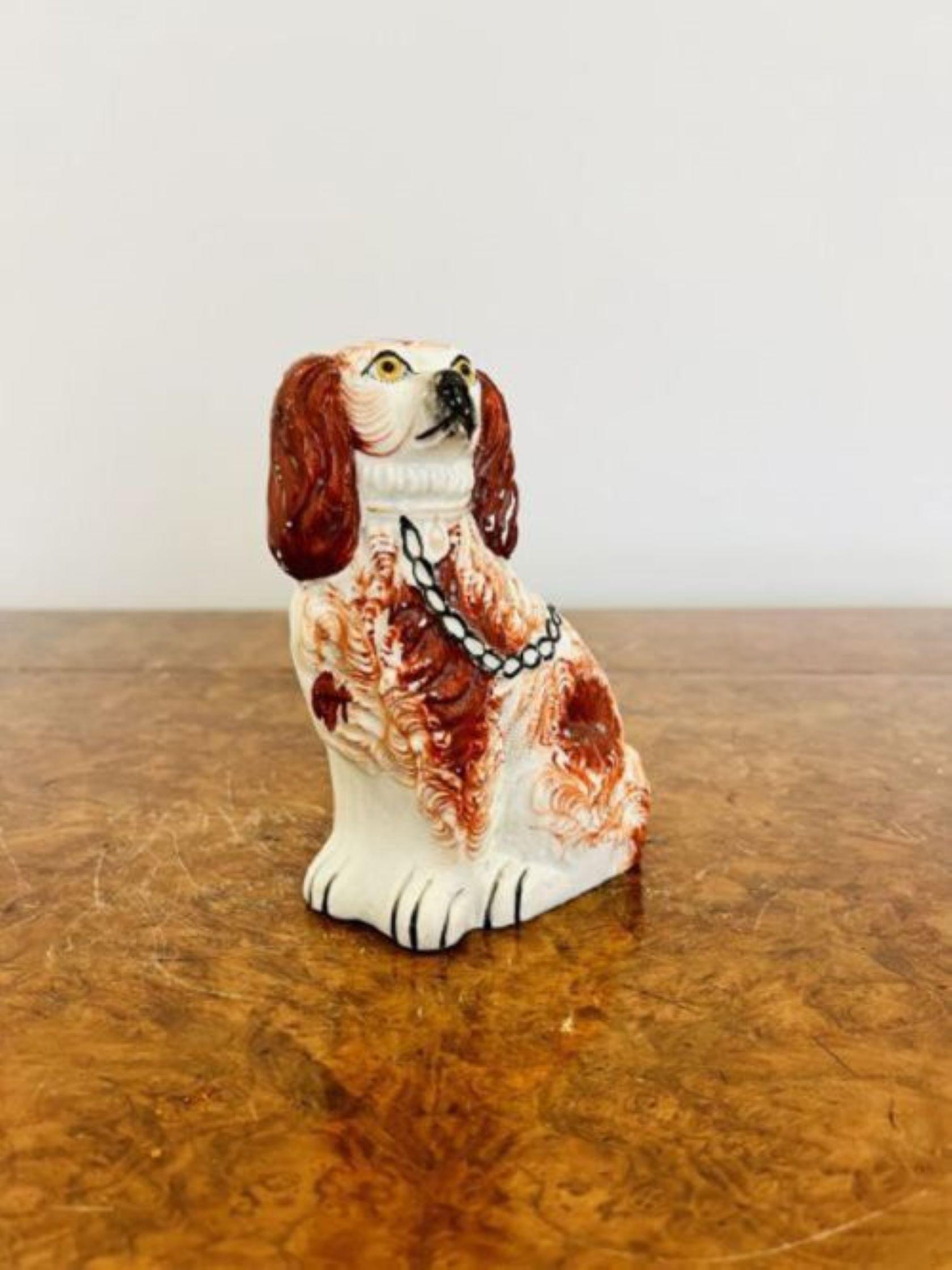 Antique Victorian Staffordshire spaniel seated dog For Sale at 1stDibs