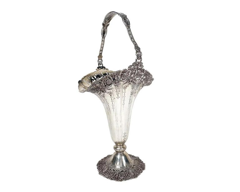 Antique Victorian Sterling Basket Vase, 19Th C. For Sale at 1stDibs