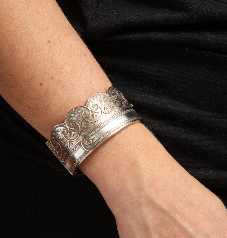 Antique Victorian Sterling Button Cuff Bracelet at 1stDibs