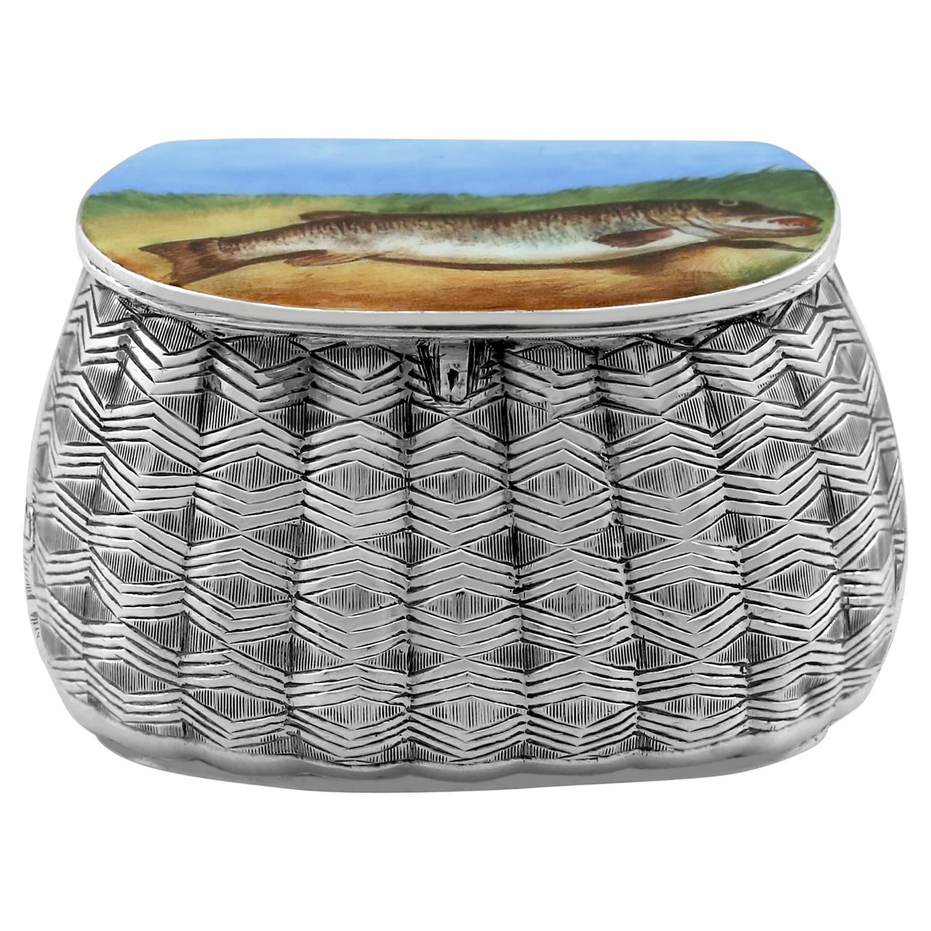 Antique Victorian Sterling Silver and Enamel Vesta Box (1889) For Sale ...