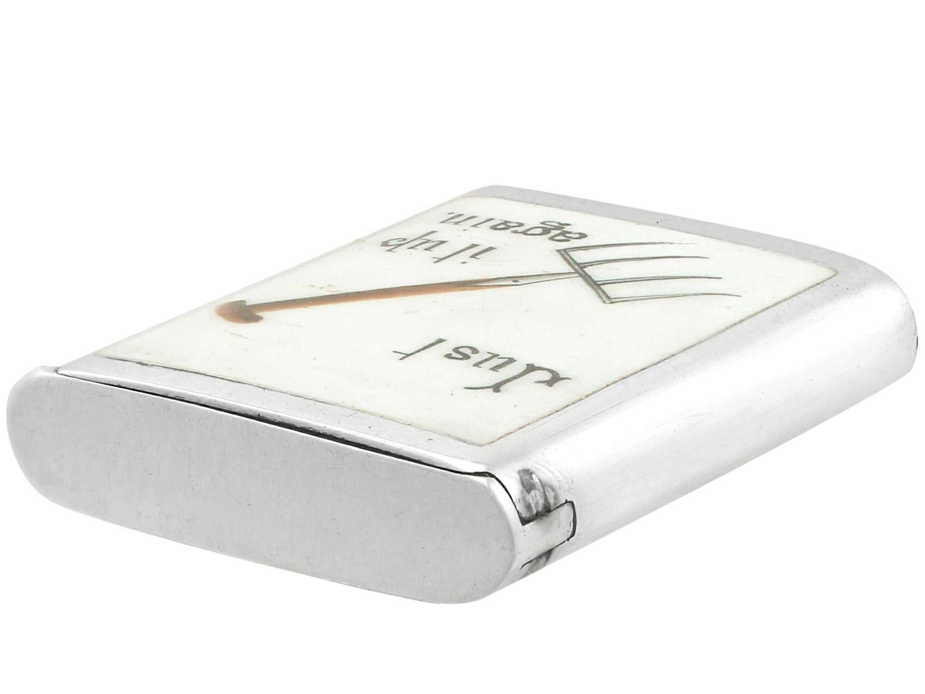 Antique Victorian Sterling Silver and Enamel Vesta Case by Lawrence ...