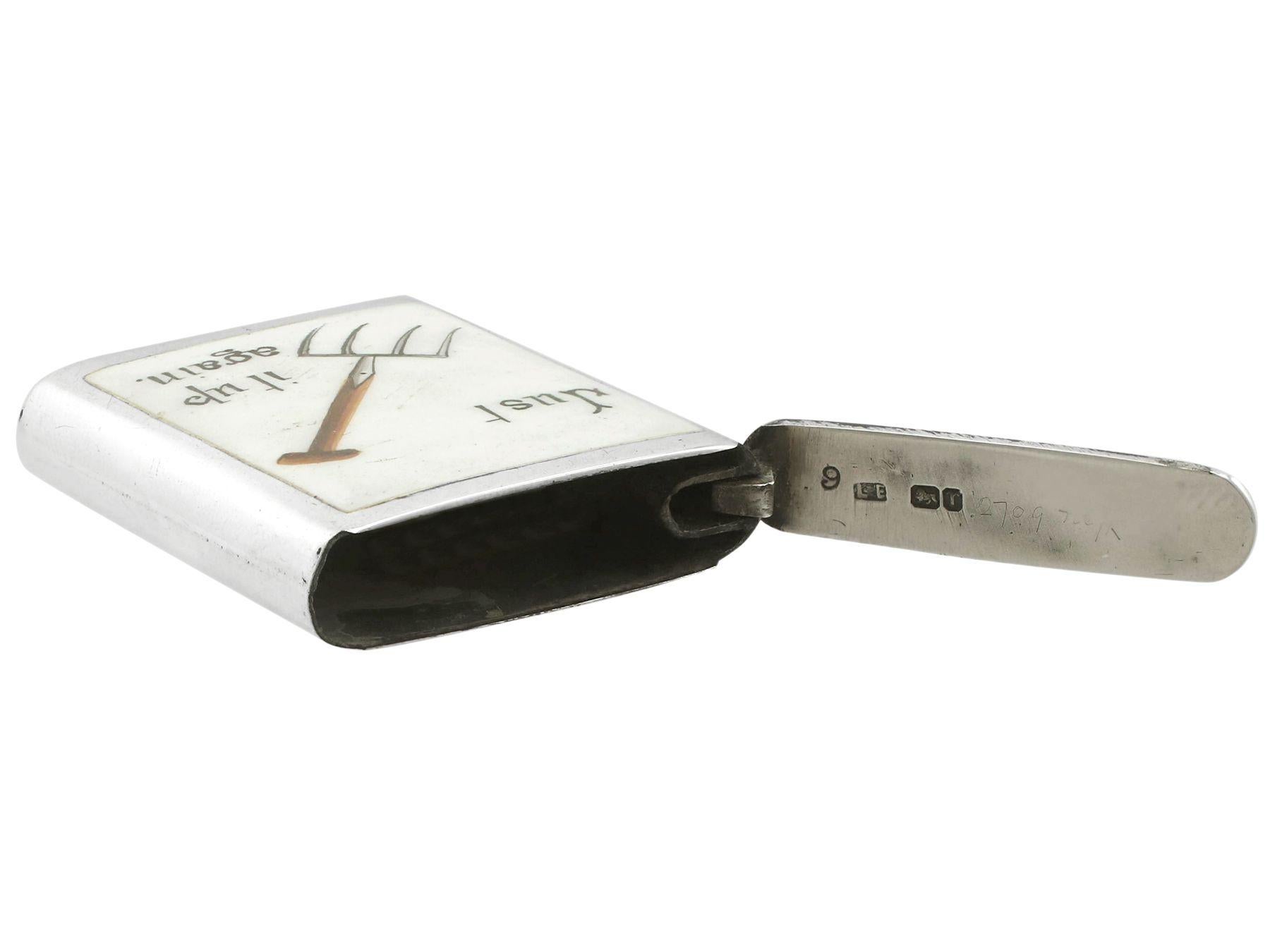 Antique Victorian Sterling Silver and Enamel Vesta Case by Lawrence ...