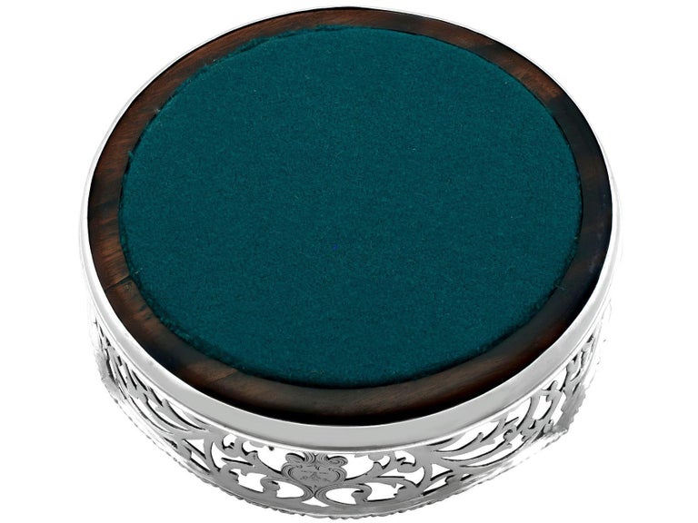 Antique Victorian Sterling Silver and Walnut Wood Coasters For Sale at ...