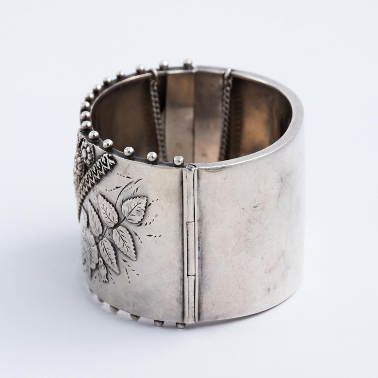 Antique Victorian Sterling Silver Bangle Cuff Bracelet at 1stDibs ...