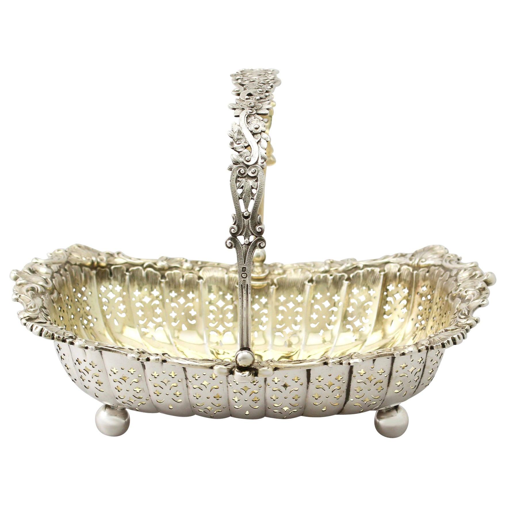 Antique 1860s Spanish Silver Flower Basket or Centerpiece For Sale at ...