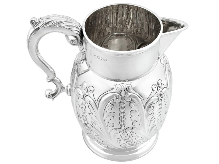 Antique Victorian Sterling Silver Beer / Water / Cordial Jug For Sale ...