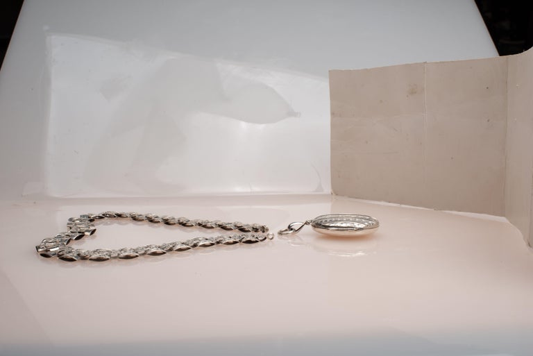 Victorian Sterling Silver Book Chain Necklace with Locket For Sale at ...