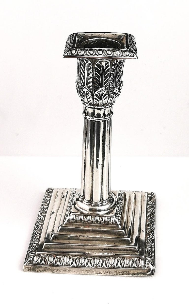 Antique Victorian Sterling Silver Candlestick, Corinthian Column For ...