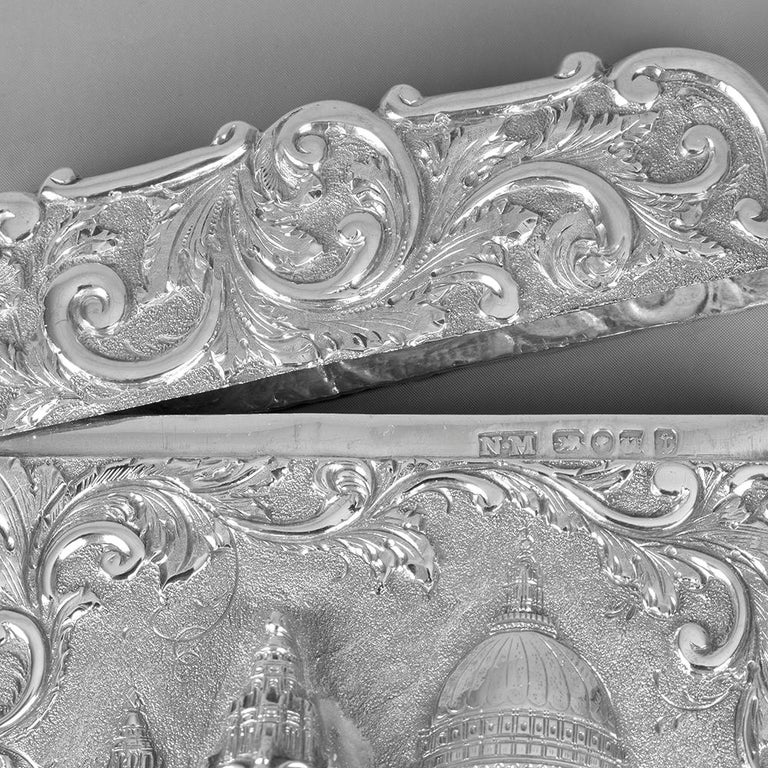 Antique Victorian Sterling Silver Castle-Top Card Case by Nathaniel ...