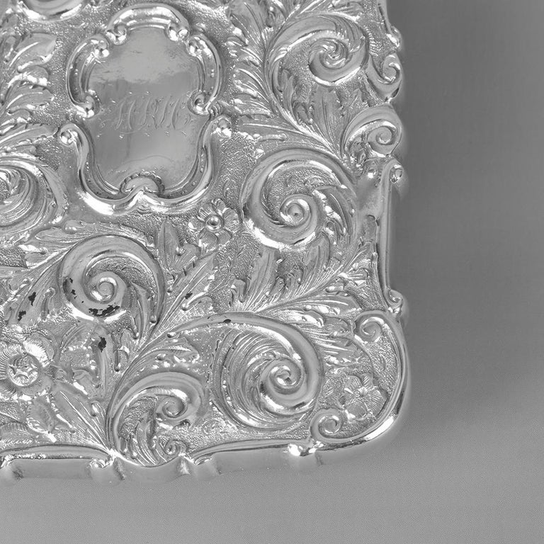 Antique Victorian Sterling Silver Castle-Top Card Case by Nathaniel ...