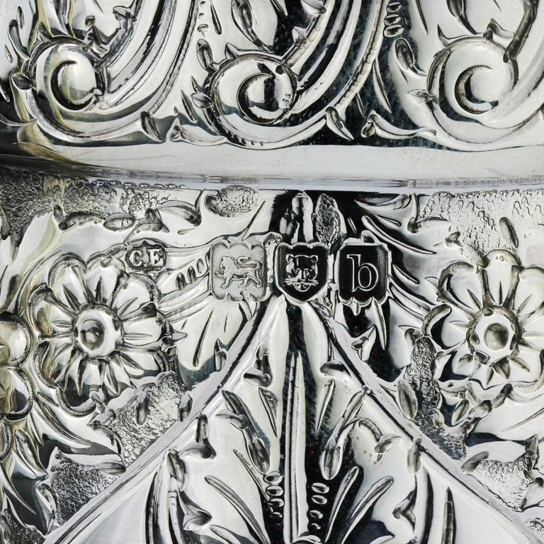 Antique Victorian Sterling Silver Chased Mug, Charles Edwards For Sale ...
