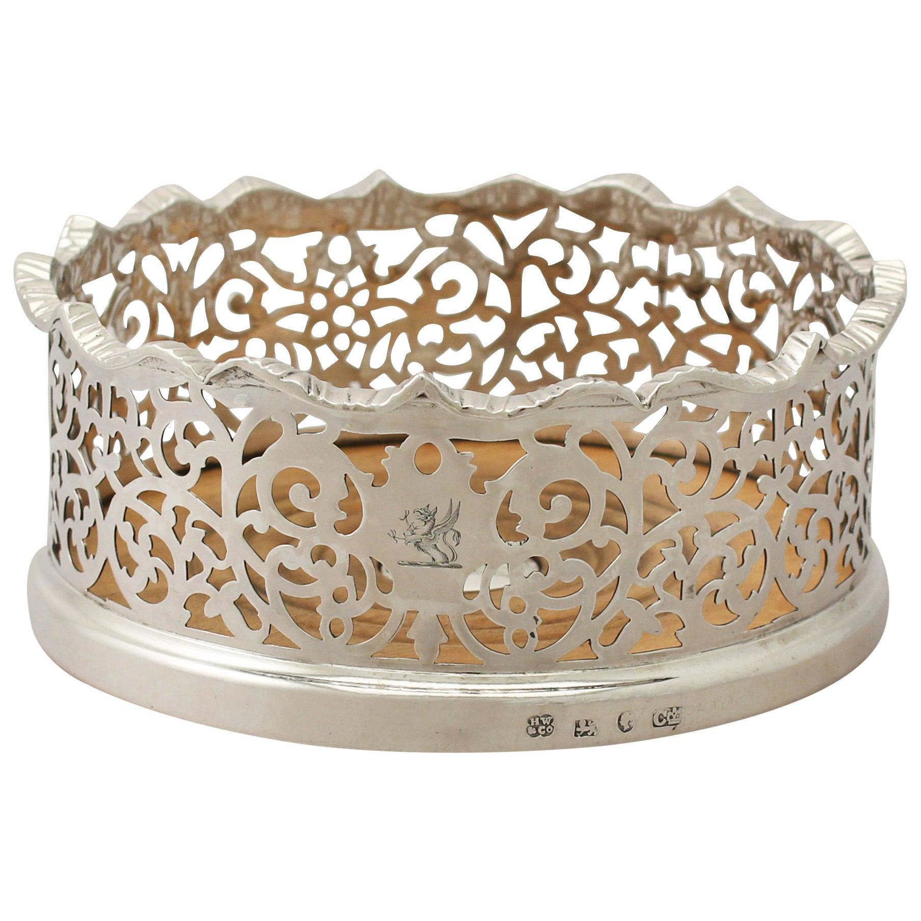 Antique Victorian Sterling Silver and Walnut Wood Coasters For Sale at ...