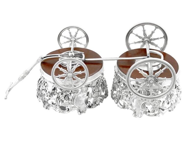 Antique Victorian Sterling Silver Double Coaster Trolley For Sale at ...