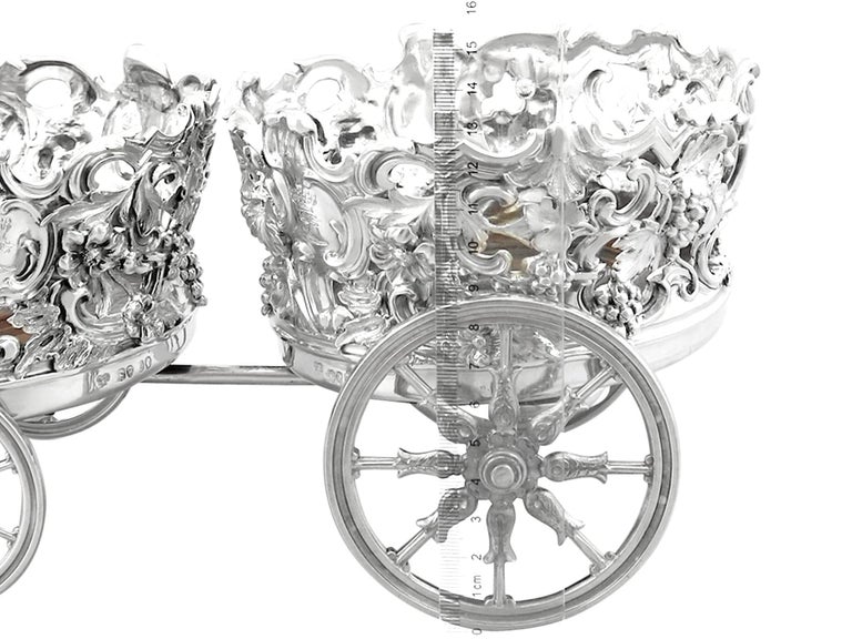 Antique Victorian Sterling Silver Double Coaster Trolley For Sale at ...