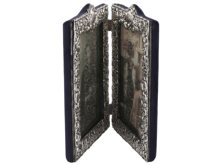 Antique Victorian Sterling Silver Double Photograph Frame, 1895 at 1stDibs