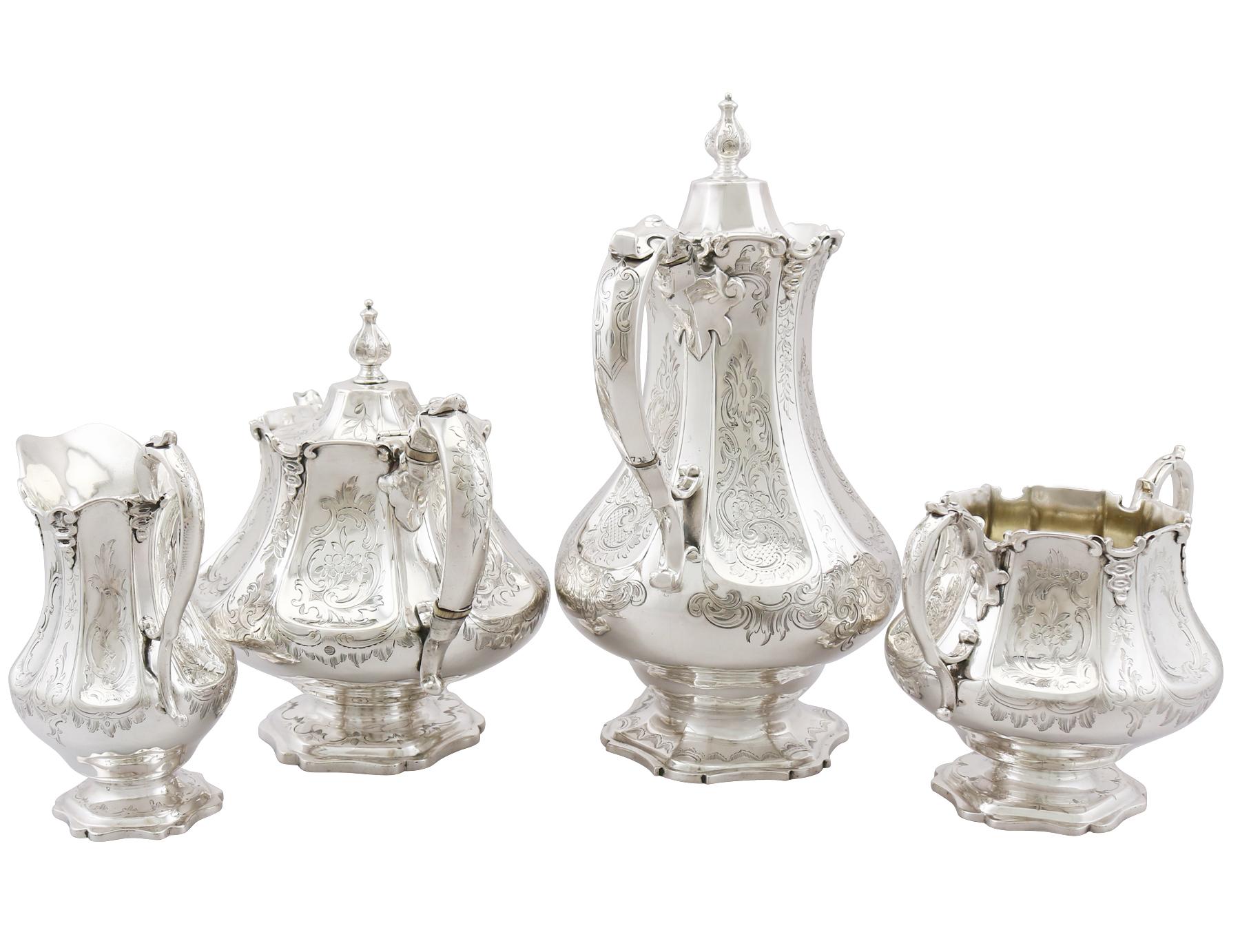 Antique Victorian Sterling Silver Four-Piece Tea and Coffee Service ...
