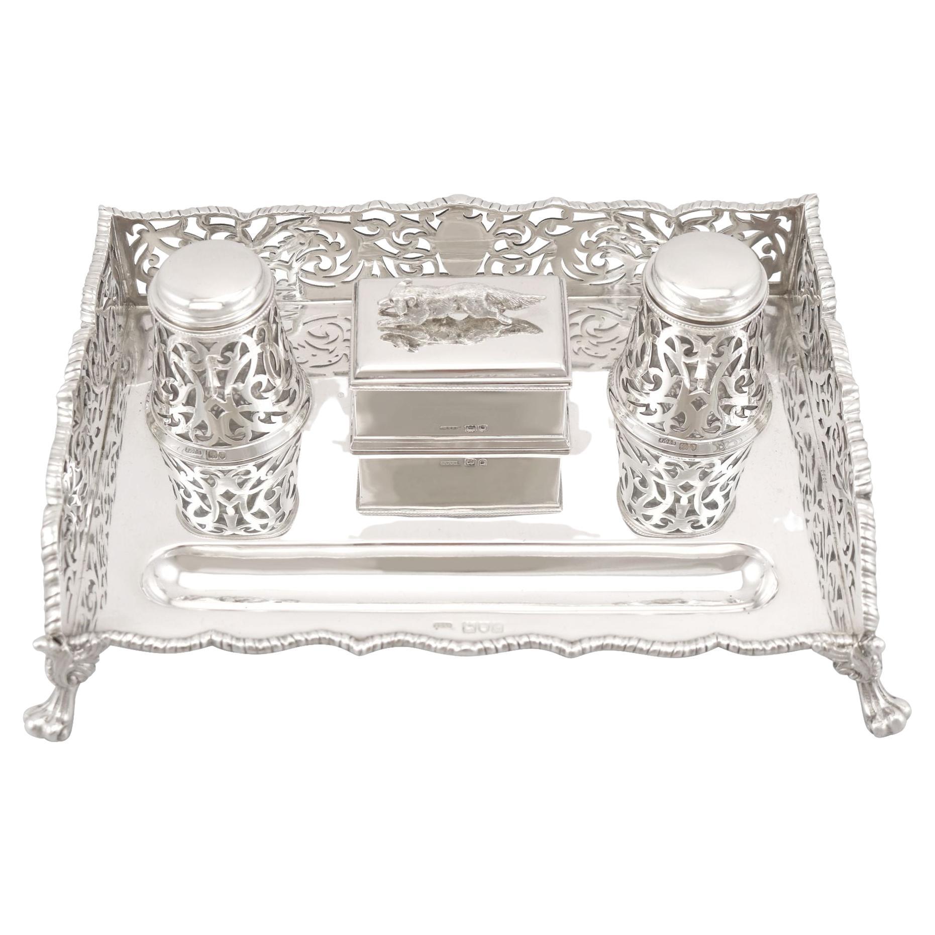 Egyptian Revival Victorian Antique Sterling Silver Ink Stand ...