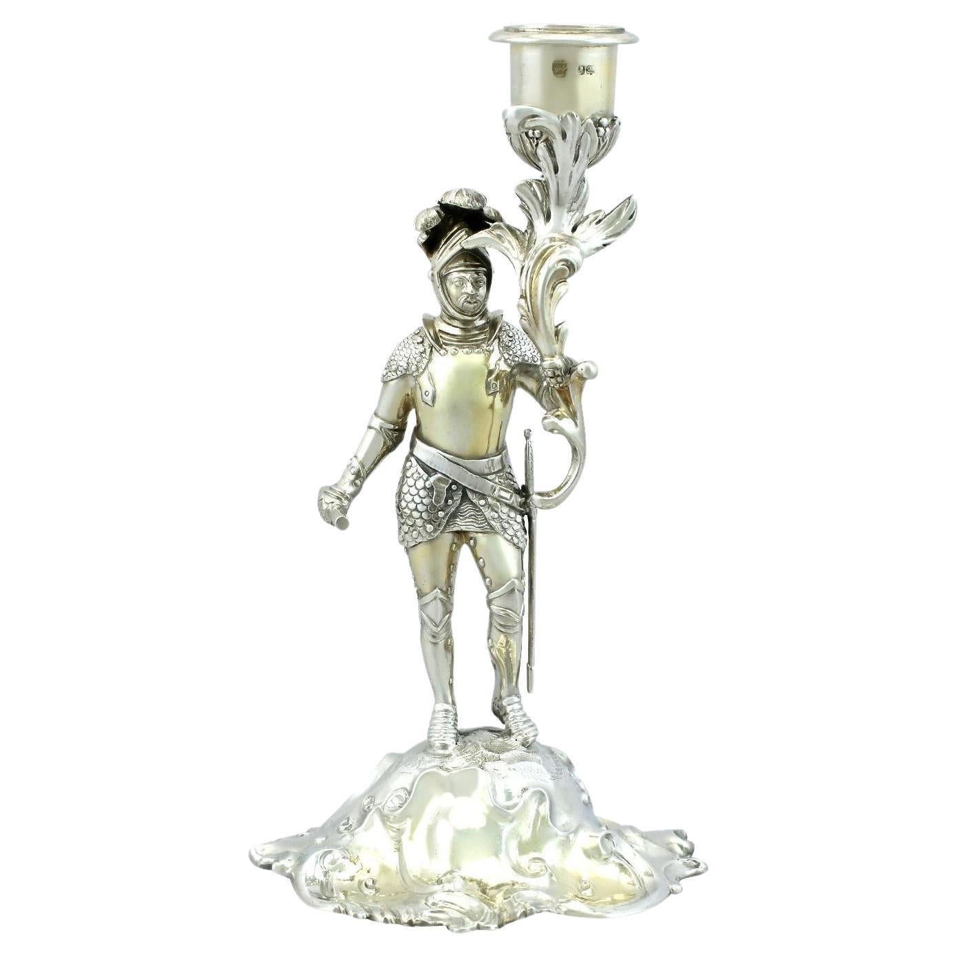 Antique Victorian Sterling Silver Gilt Figural Candlestick For Sale at ...