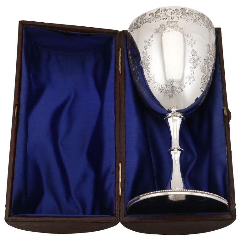 19th Century Antique Victorian Sterling Silver Goblet by George Adams ...