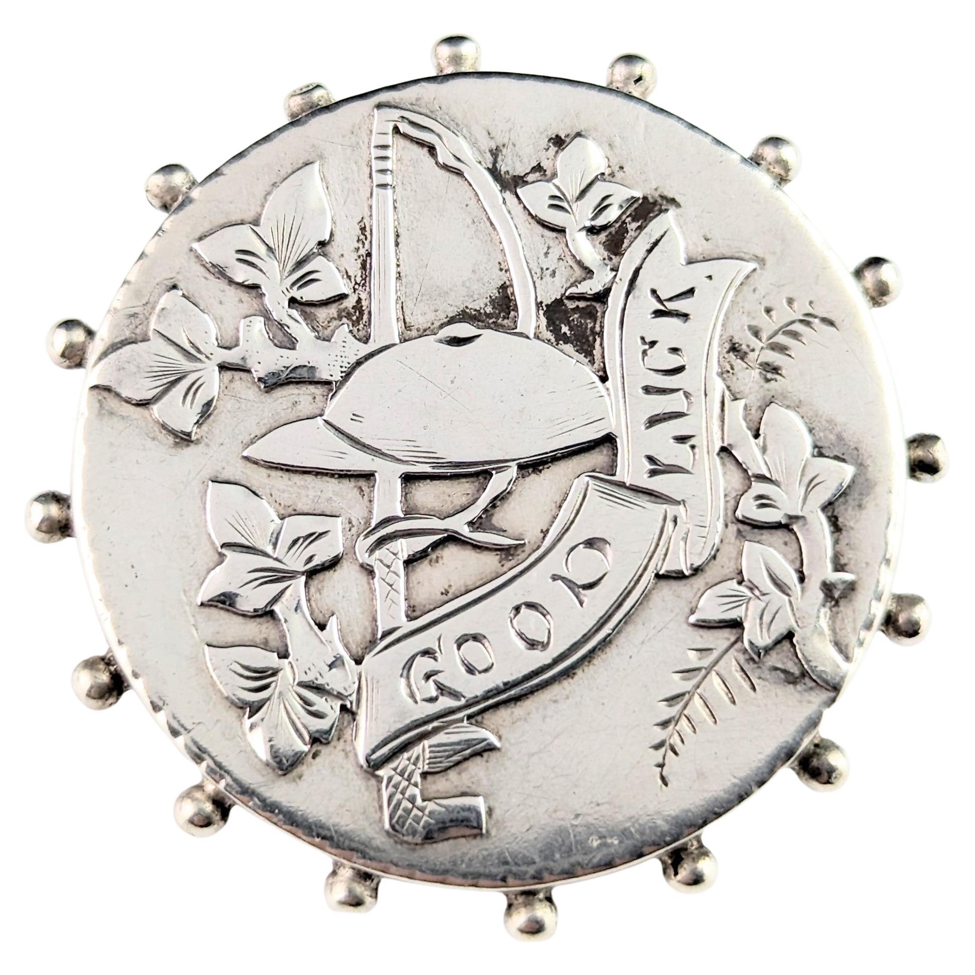 Antique Victorian sterling silver Good Luck brooch, Equestrian For Sale ...