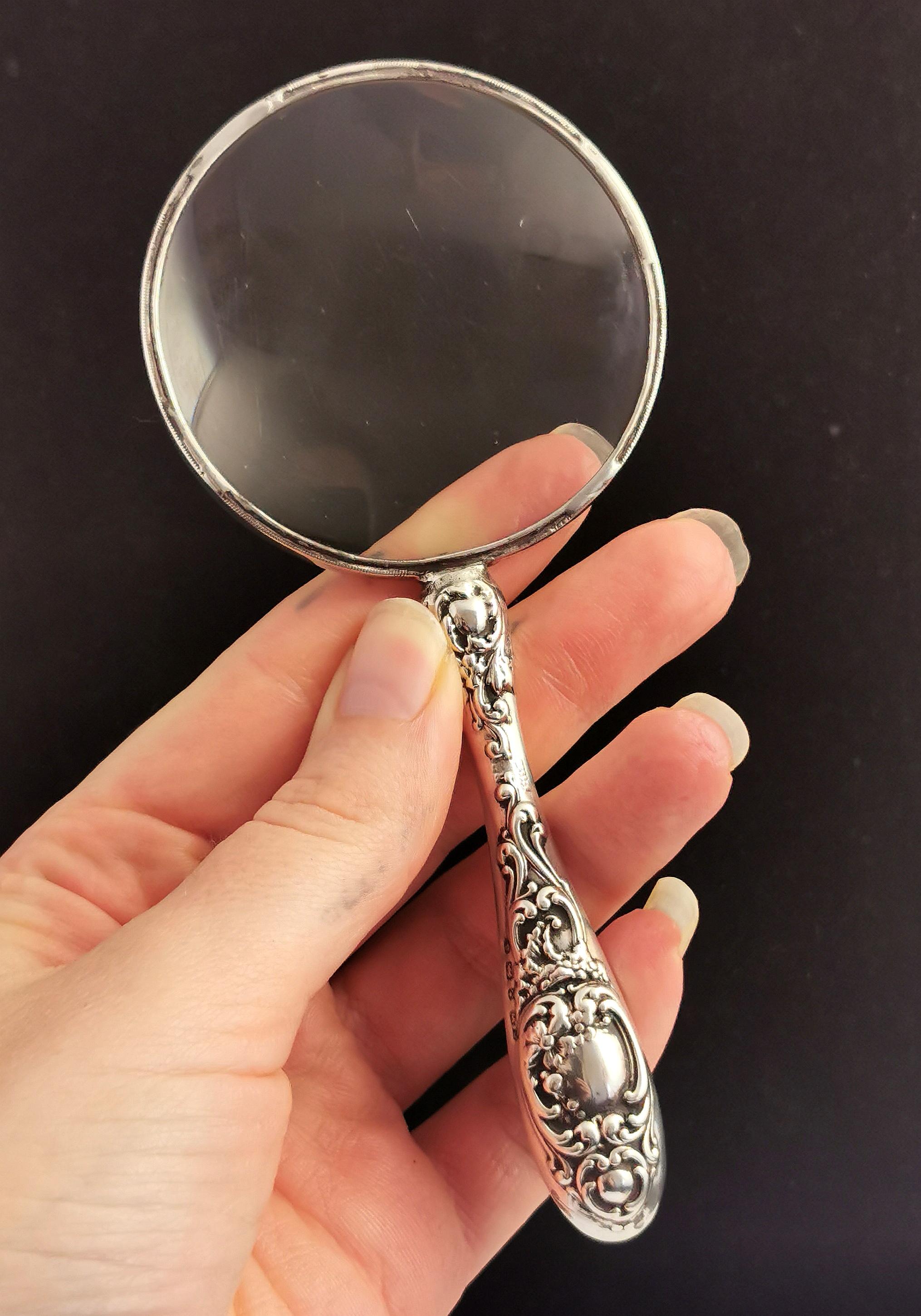 Antique Victorian Sterling Silver Magnifying Glass, Repousse at 1stDibs ...
