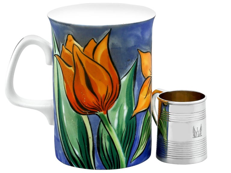 Antique Victorian Sterling Silver Mugs Set of Twelve For Sale at 1stDibs