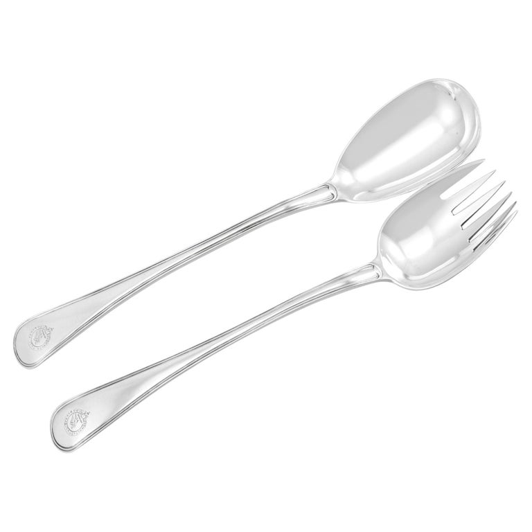 Antique Victorian Sterling Silver Old English Thread Pattern Salad ...