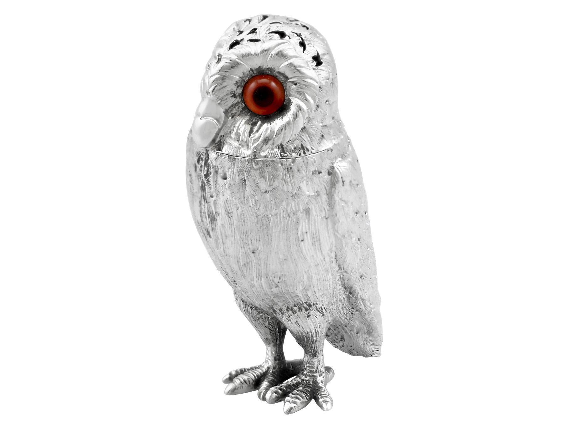 Antique Victorian Sterling Silver Owl Pepperettes at 1stDibs