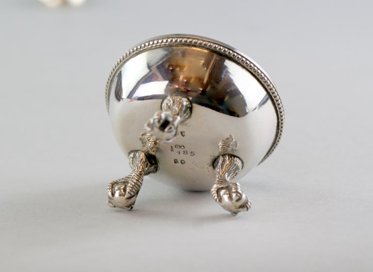 Antique Victorian Sterling Silver Salt Cellar Set with Spoons, Chawner ...