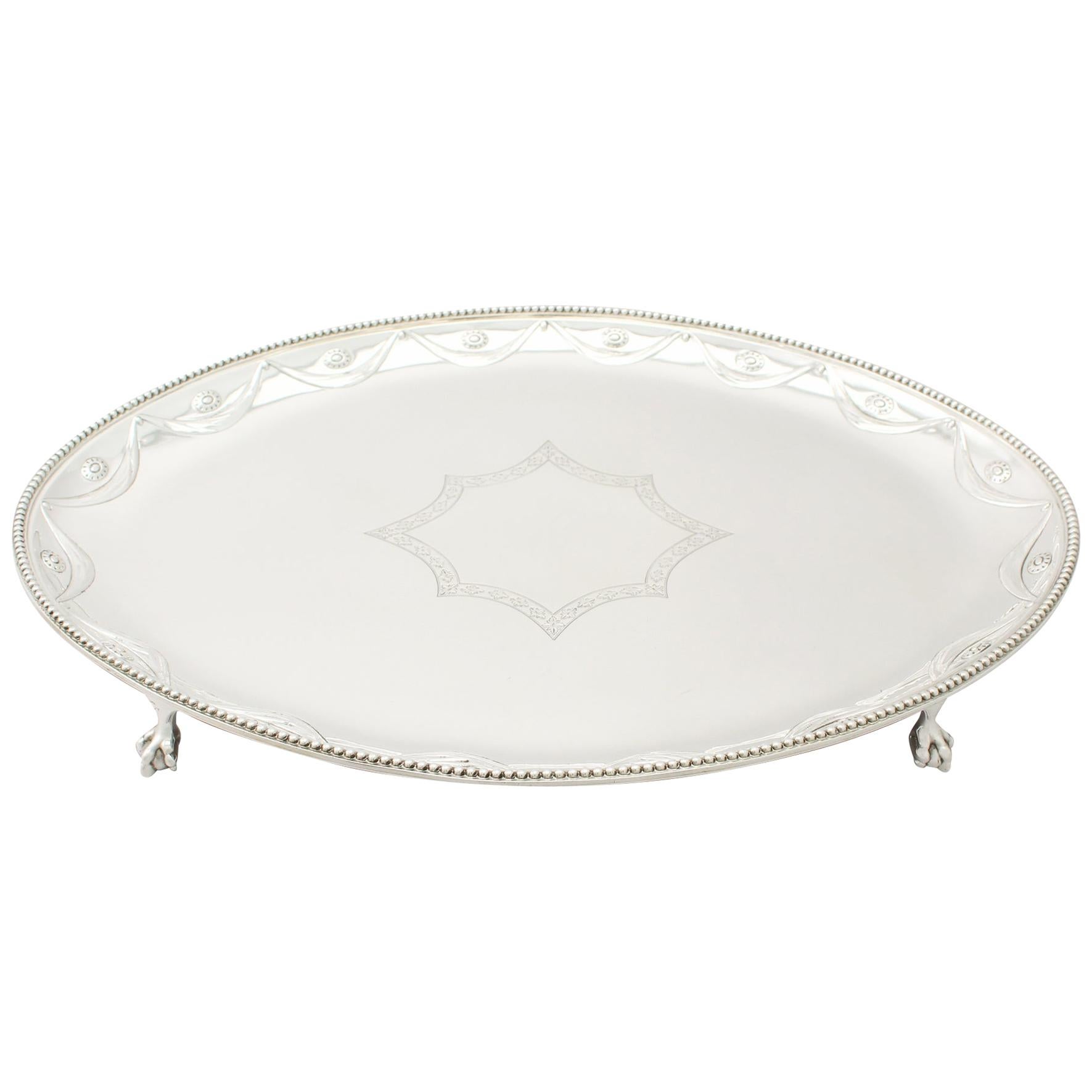 1890s Victorian Sterling Silver Salver For Sale at 1stDibs