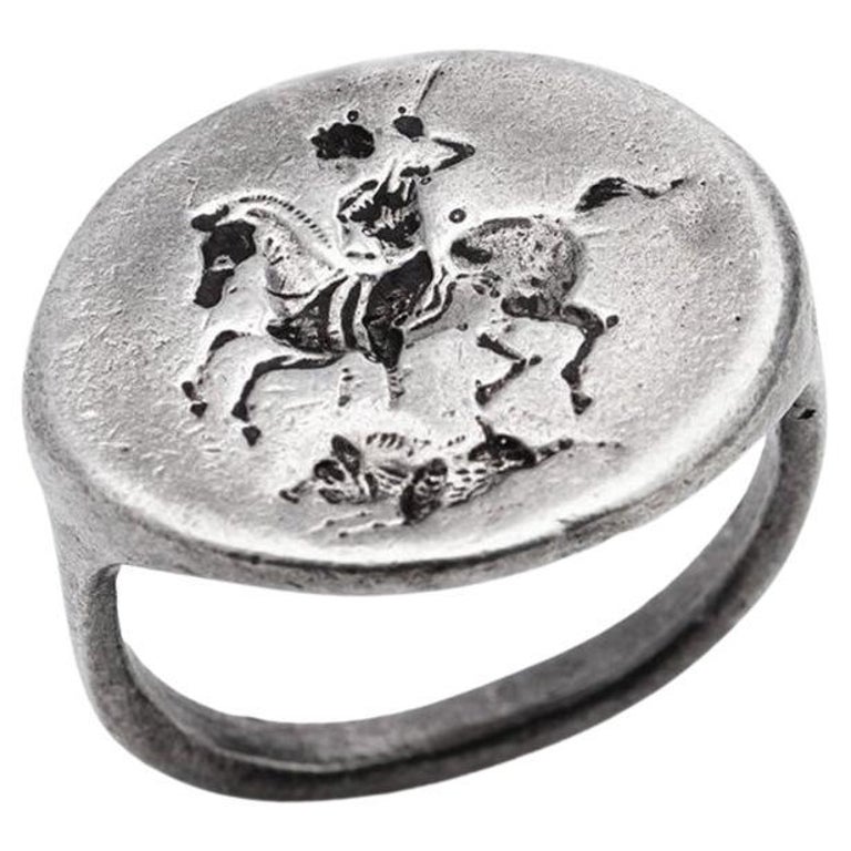 Antique Victorian Sterling Silver Seal Ring in Roman Style For Sale at ...