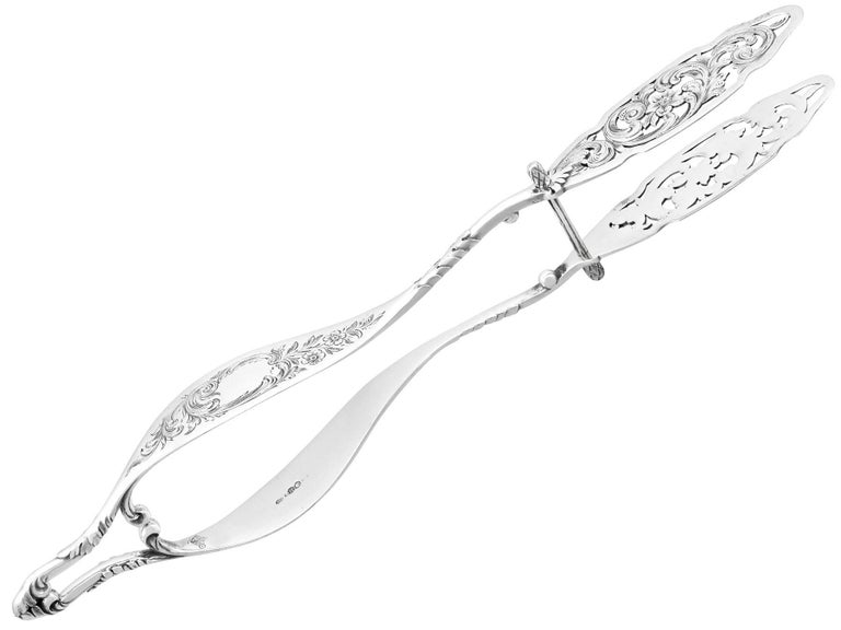 Antique Victorian Sterling Silver Serving Tongs For Sale at 1stDibs