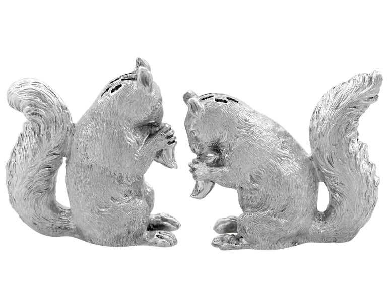 Antique Victorian Sterling Silver Squirrel Peppers For Sale at 1stDibs