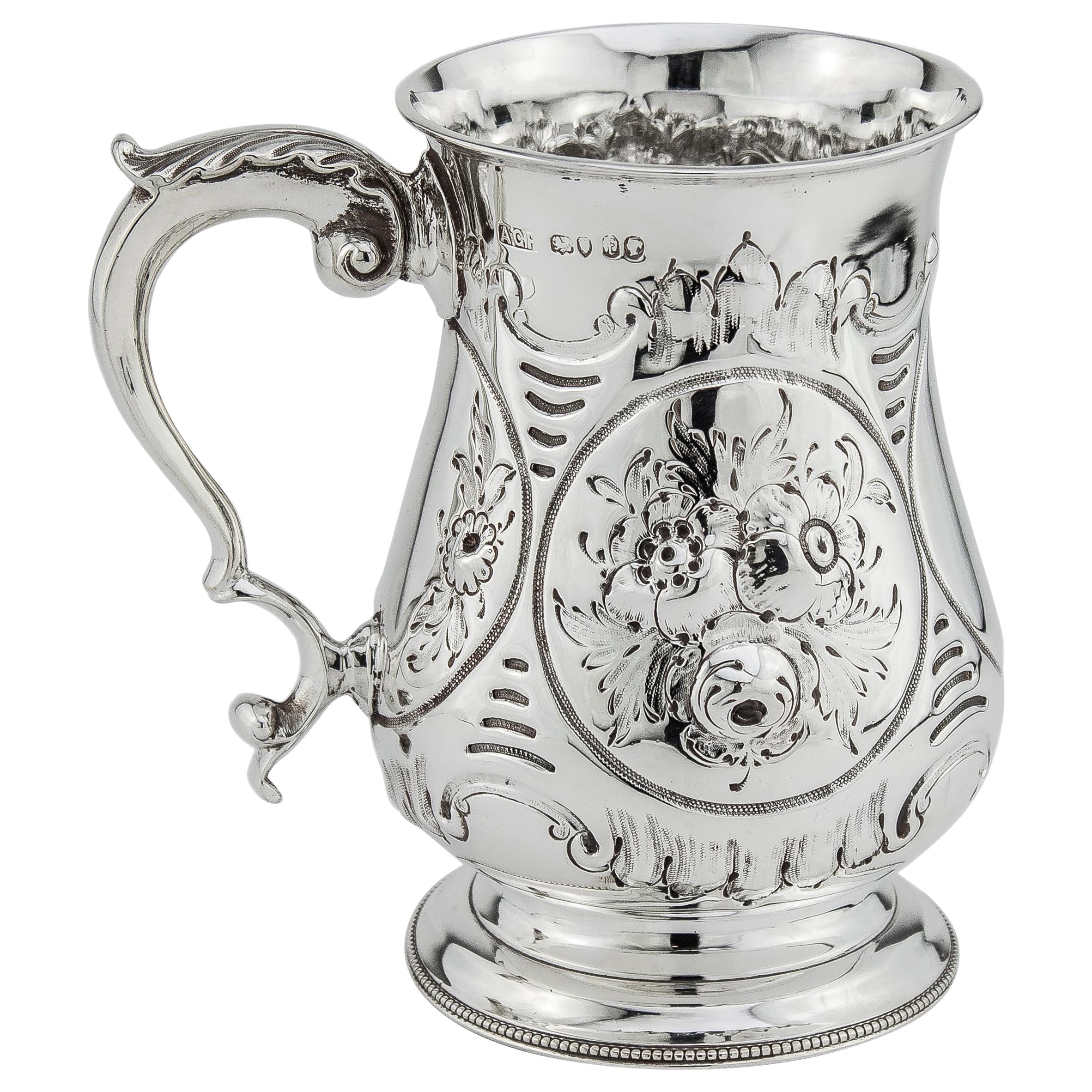 Antique American Sterling Silver Quart Tankard For Sale at 1stDibs