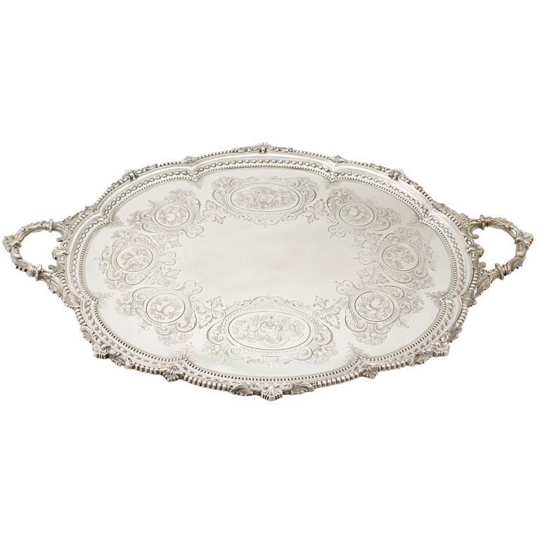 Antique Victorian Sterling Silver Tea Tray at 1stDibs