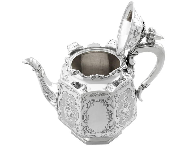 Antique Victorian Sterling Silver Teapot For Sale at 1stDibs