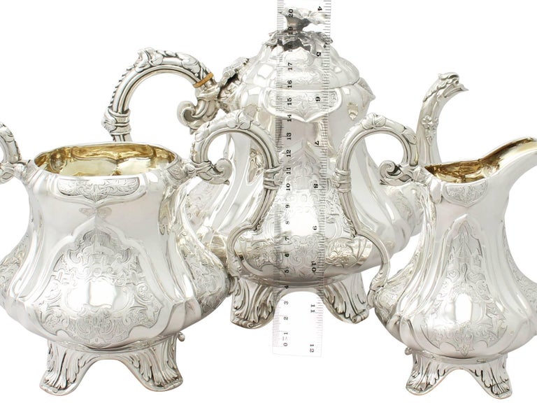 Antique Victorian Sterling Silver Three-Piece Tea Service at 1stDibs