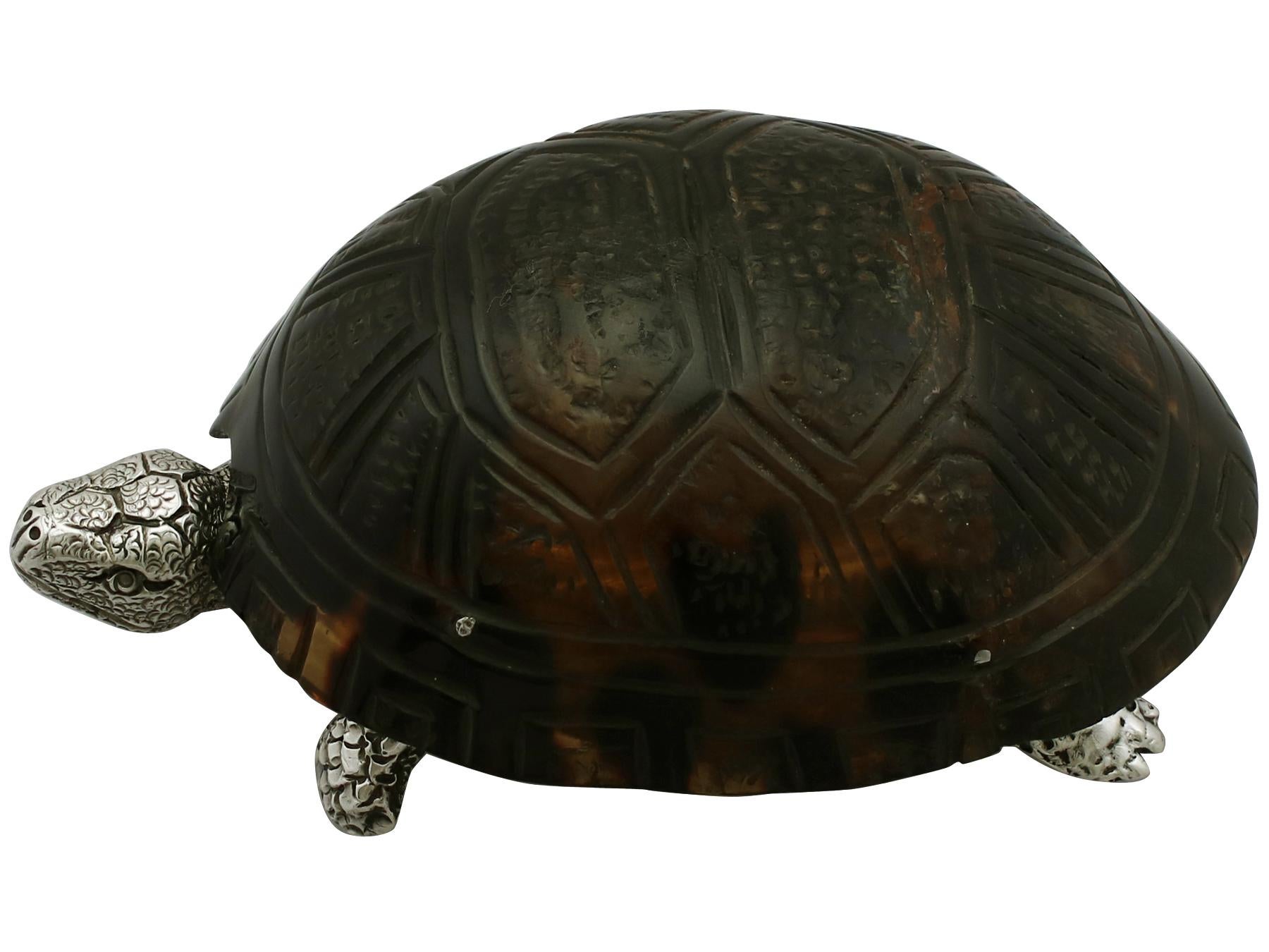 Antique Victorian Thomas Johnson II Sterling Silver Tortoise Vesta Box ...