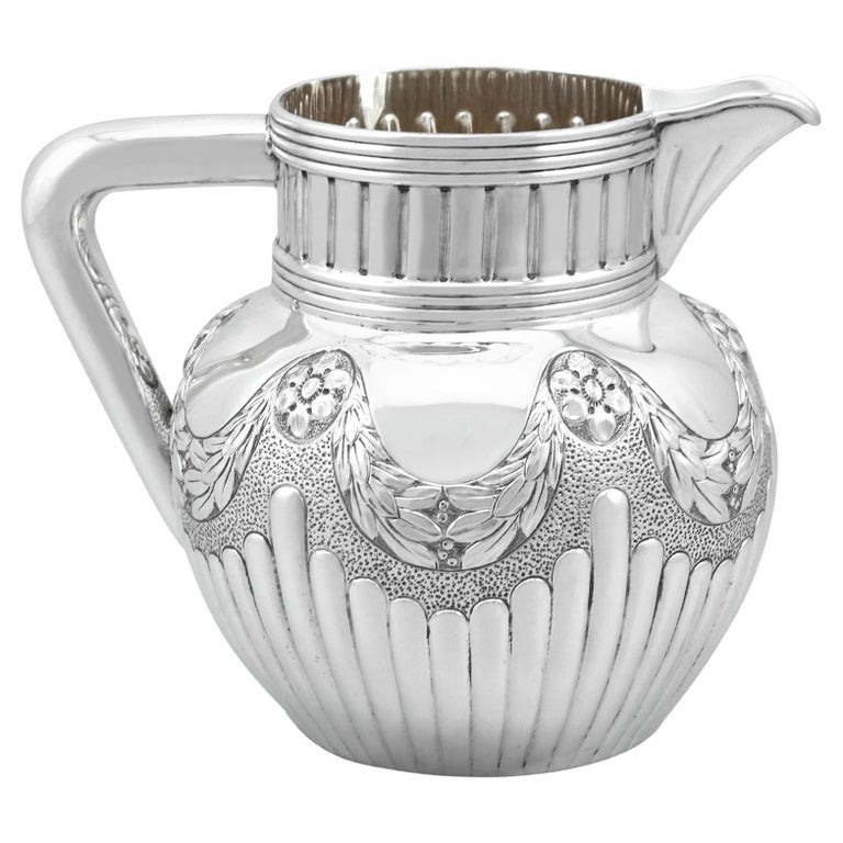Antique Victorian Sterling Silver Water Jug For Sale at 1stDibs