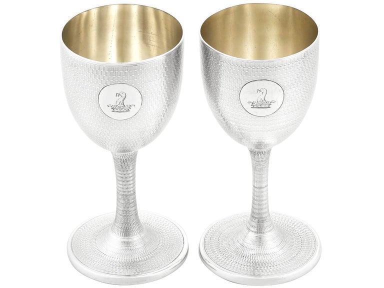 Antique Victorian Sterling Silver Wine Goblets For Sale at 1stDibs