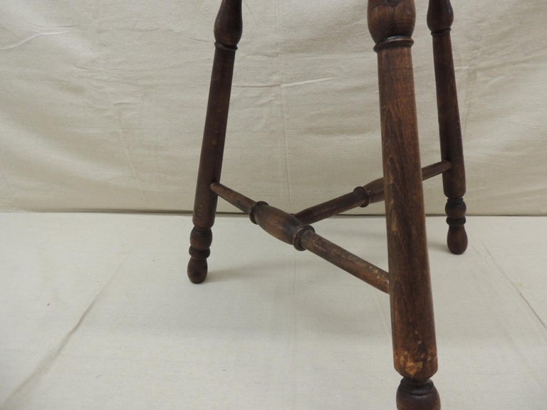 Antique Victorian Stool with Tapestry Style Seat For Sale at 1stDibs