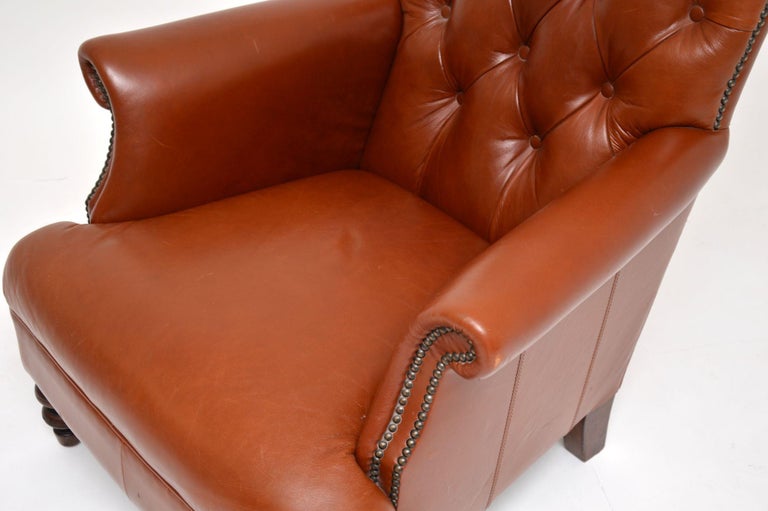 Antique Victorian Style Deep Buttoned Leather Armchair For Sale at 1stDibs