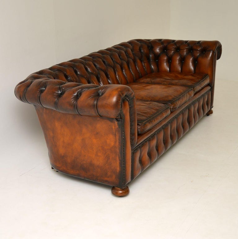 Antique Victorian Style Deep Buttoned Leather Chesterfield Sofa at 1stDibs