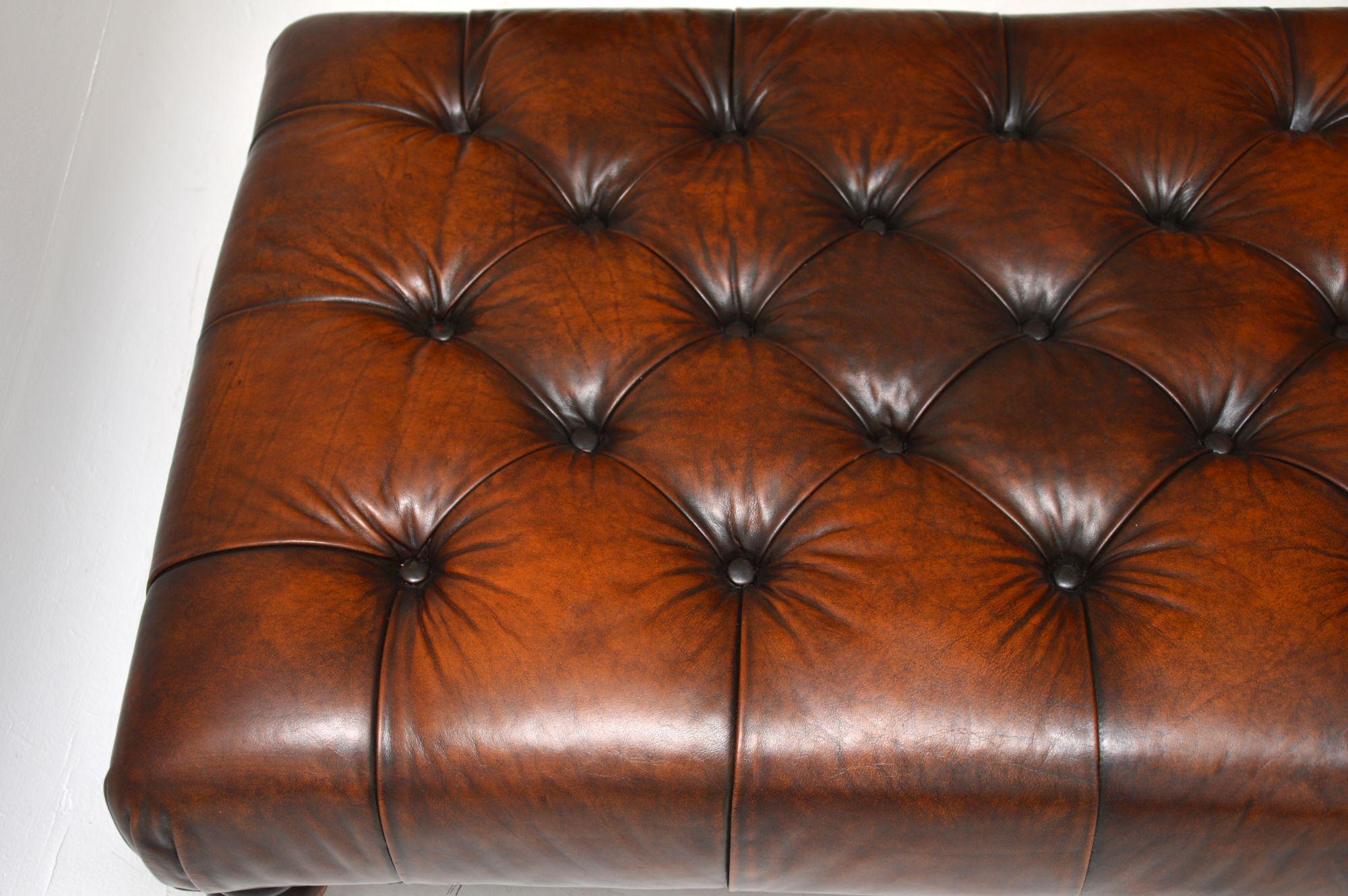 Antique Victorian Style Deep Buttoned Leather Stool at 1stDibs