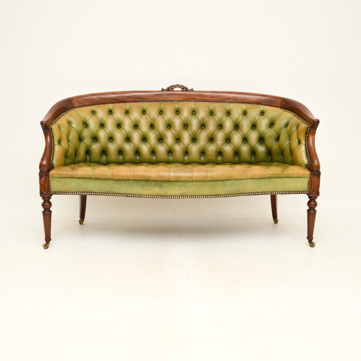 Antique Victorian Style Leather Sofa For Sale at 1stDibs