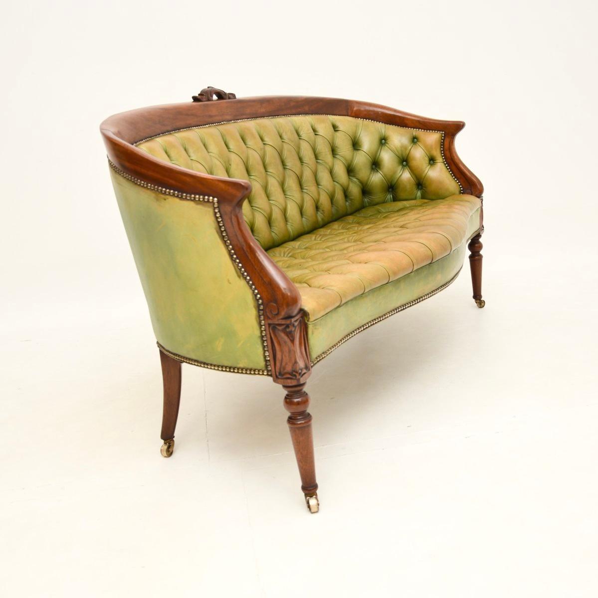 Antique Victorian Style Leather Sofa For Sale at 1stDibs