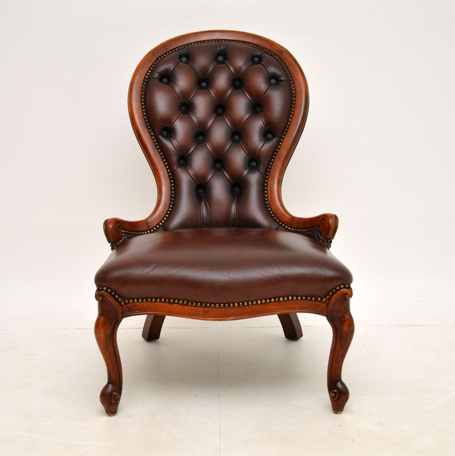 Antique Victorian Style Leather Spoon Back Chair For Sale at 1stDibs ...